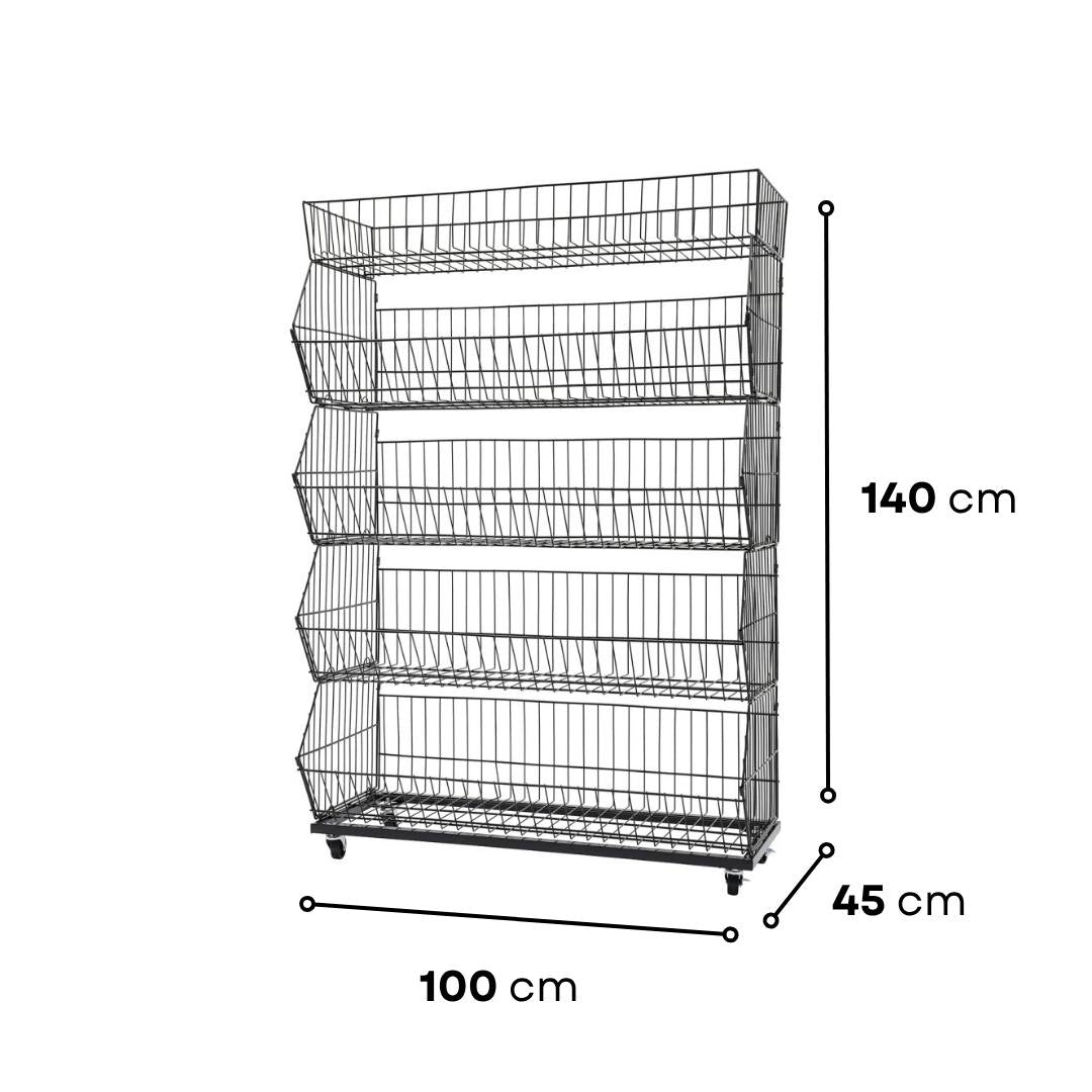 5 Tiers Wire Stacking Display Rack for Retail | Dynamic Shelf UK ...