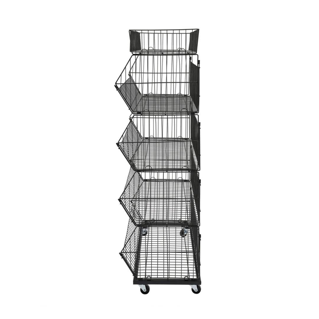 5 Tiers Wire Stacking Display Rack for Retail | Dynamic Shelf UK ...