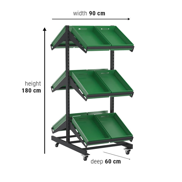 Double Sided Mobile Fruit and Vegetable Display Unit – 1800X600X900 (3 ...